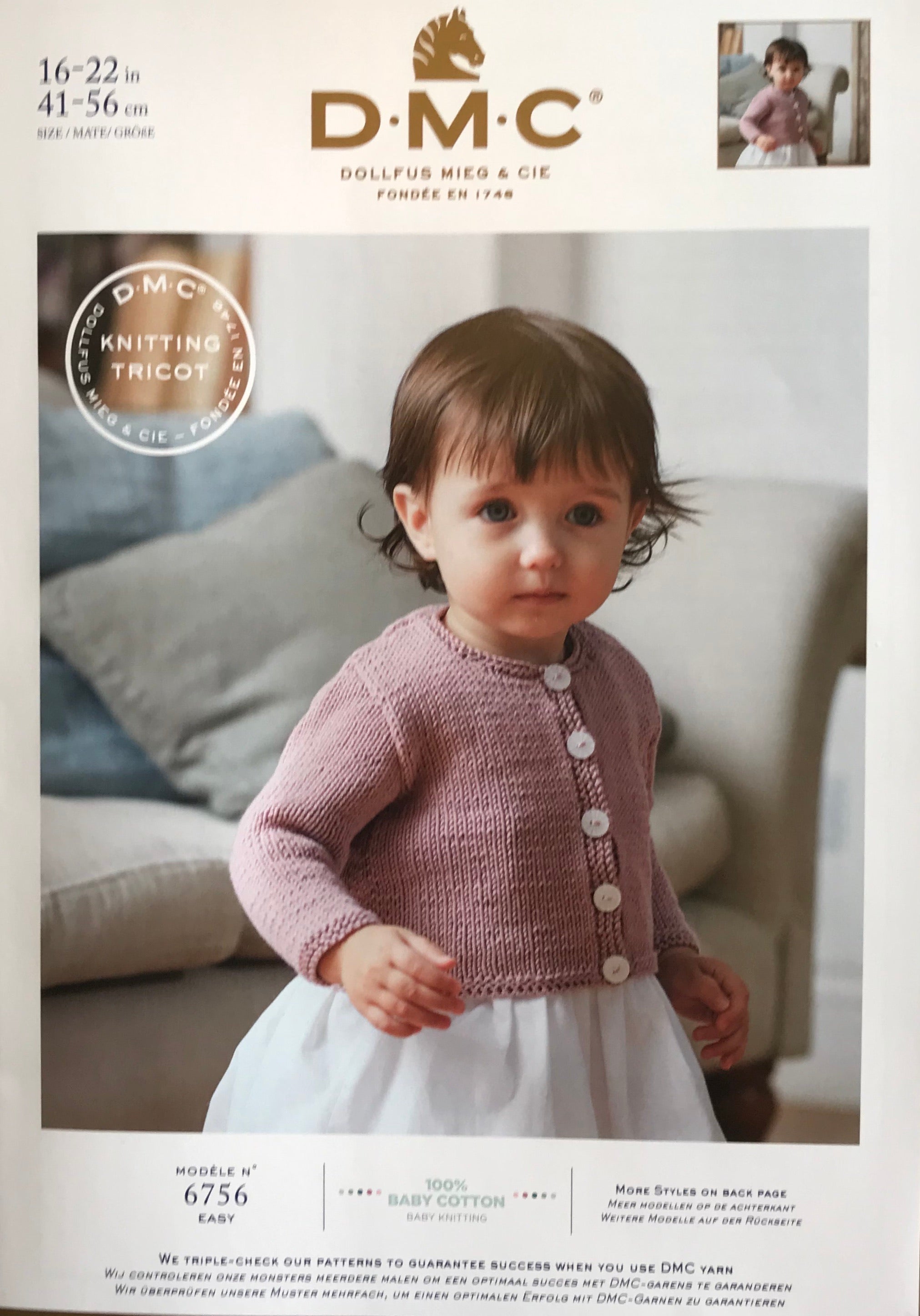 6756 DMC Girl Cardigan Cotton Pattern Level: Easy – My Favourite Things ...